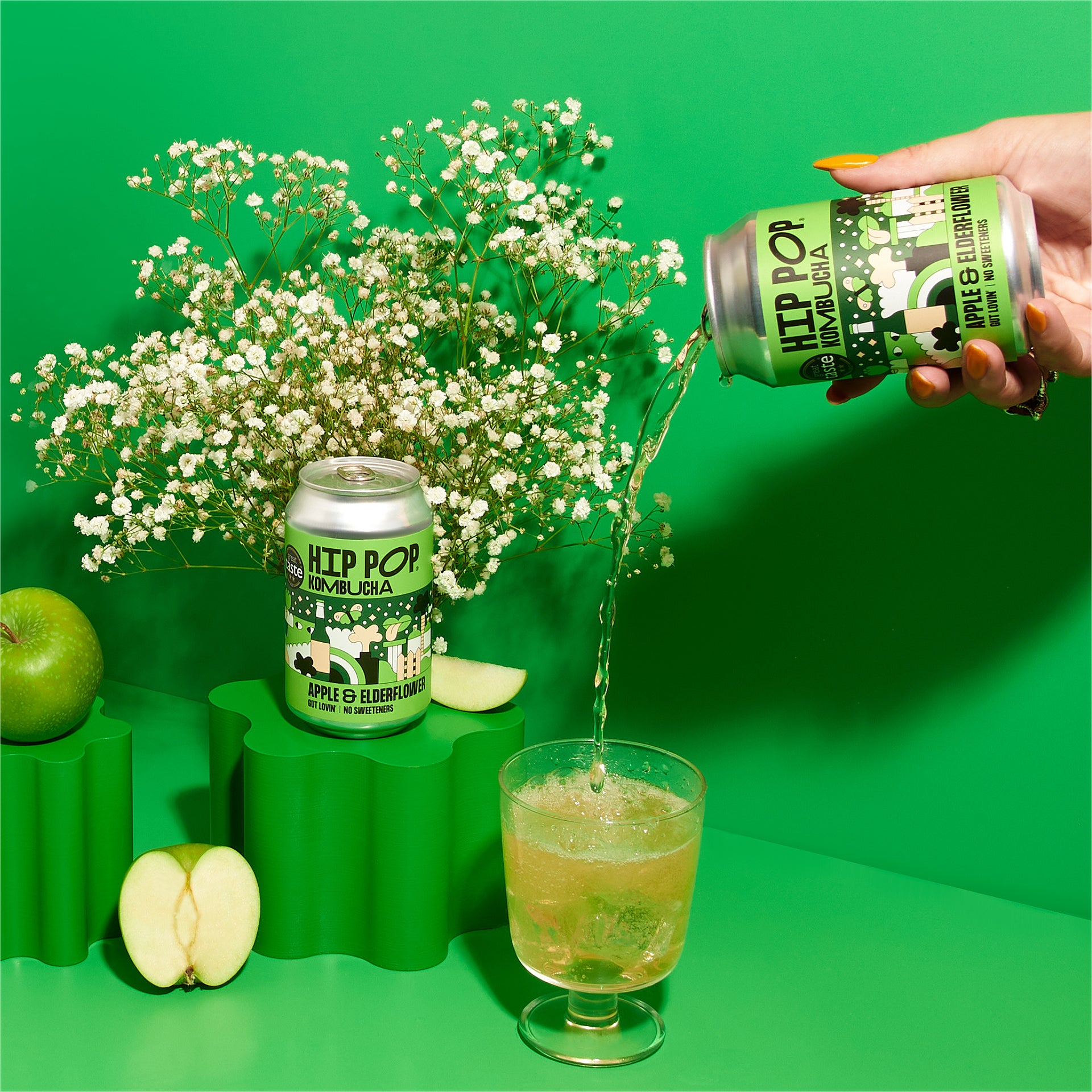 Kombucha - Apple Elderflower Flavour - 330ml Cans – Hip Pop