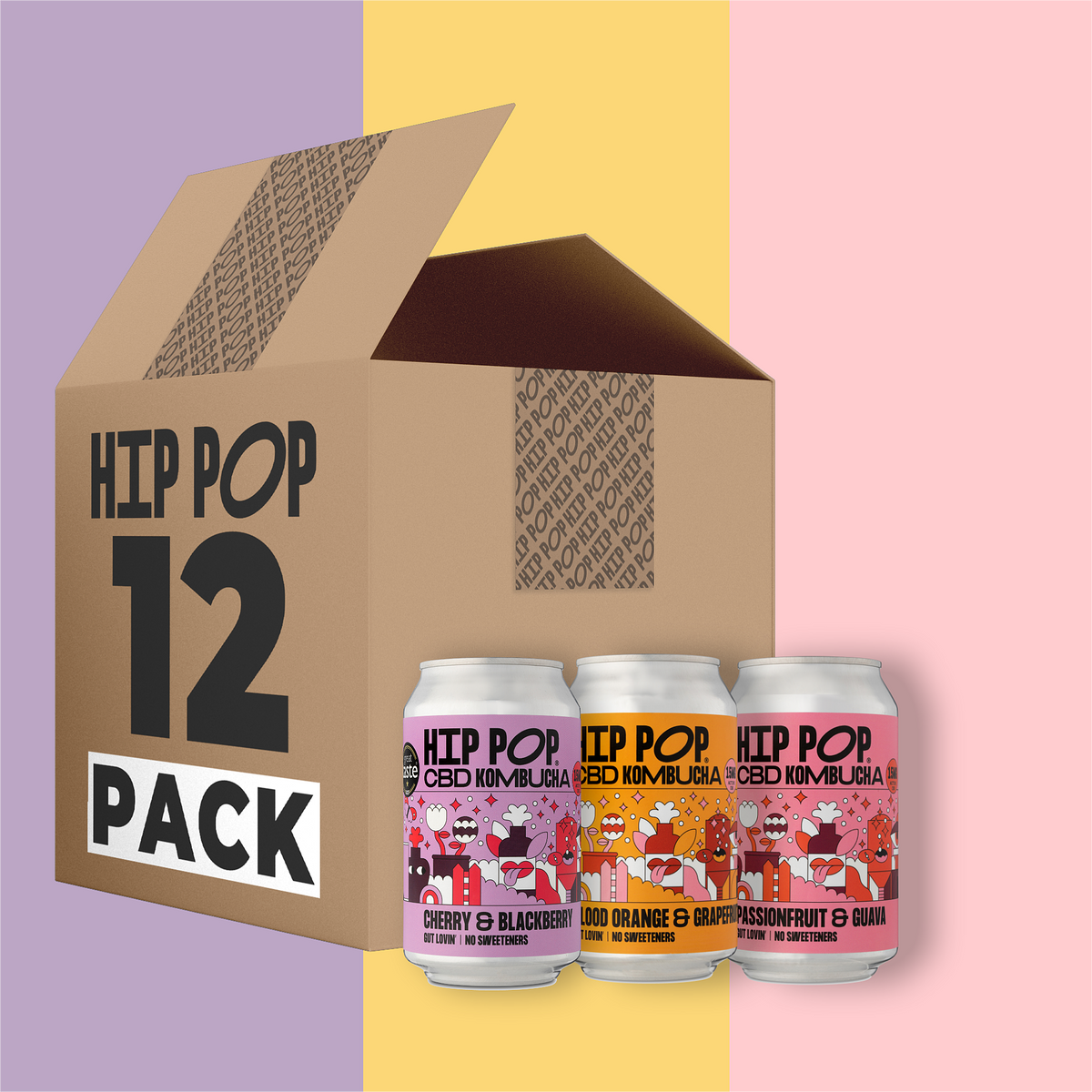 CBD Kombucha Mixed Case - 330ml Cans – Hip Pop